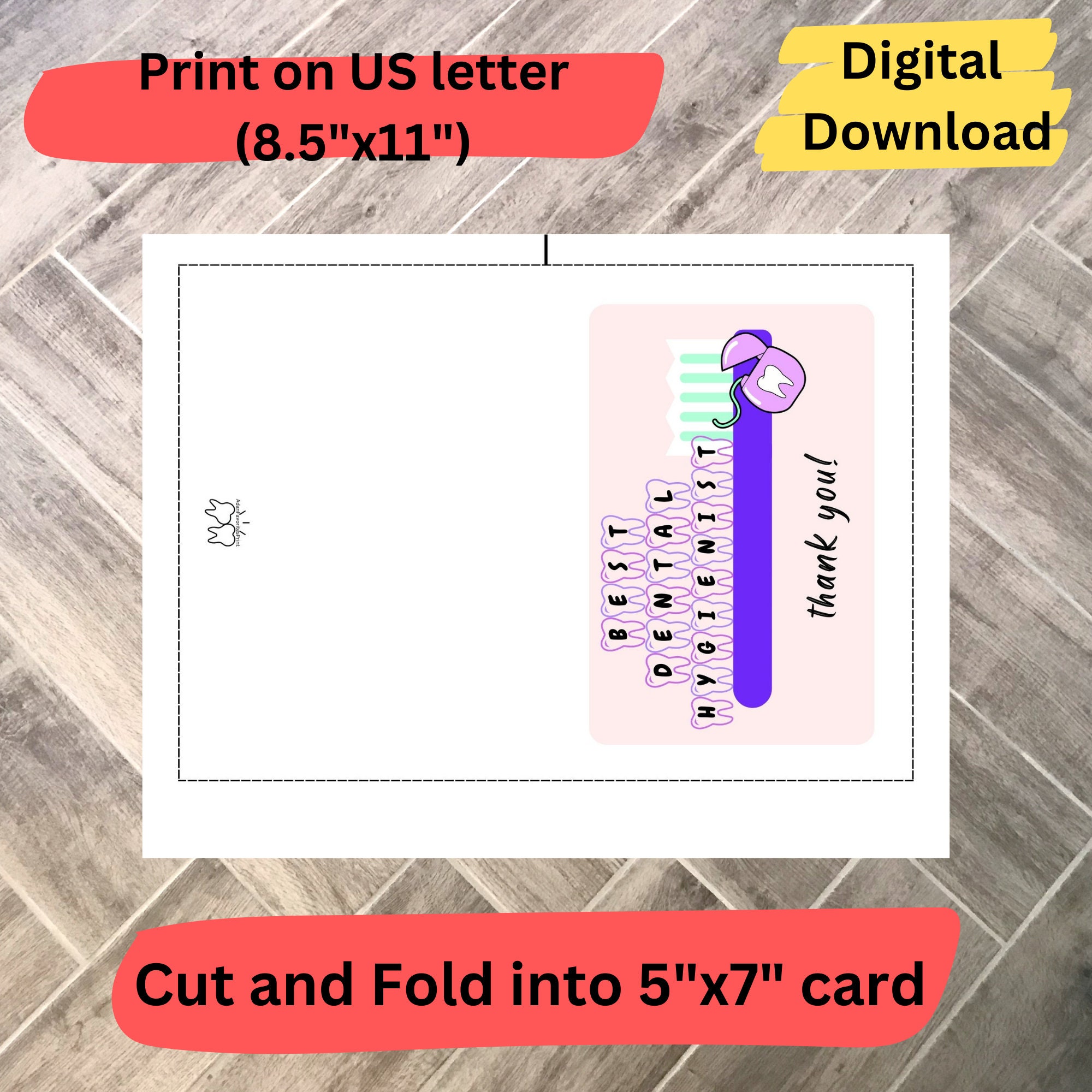 Printable Appreciation Card, Dental Hygienist Week, Thank You Card for ...