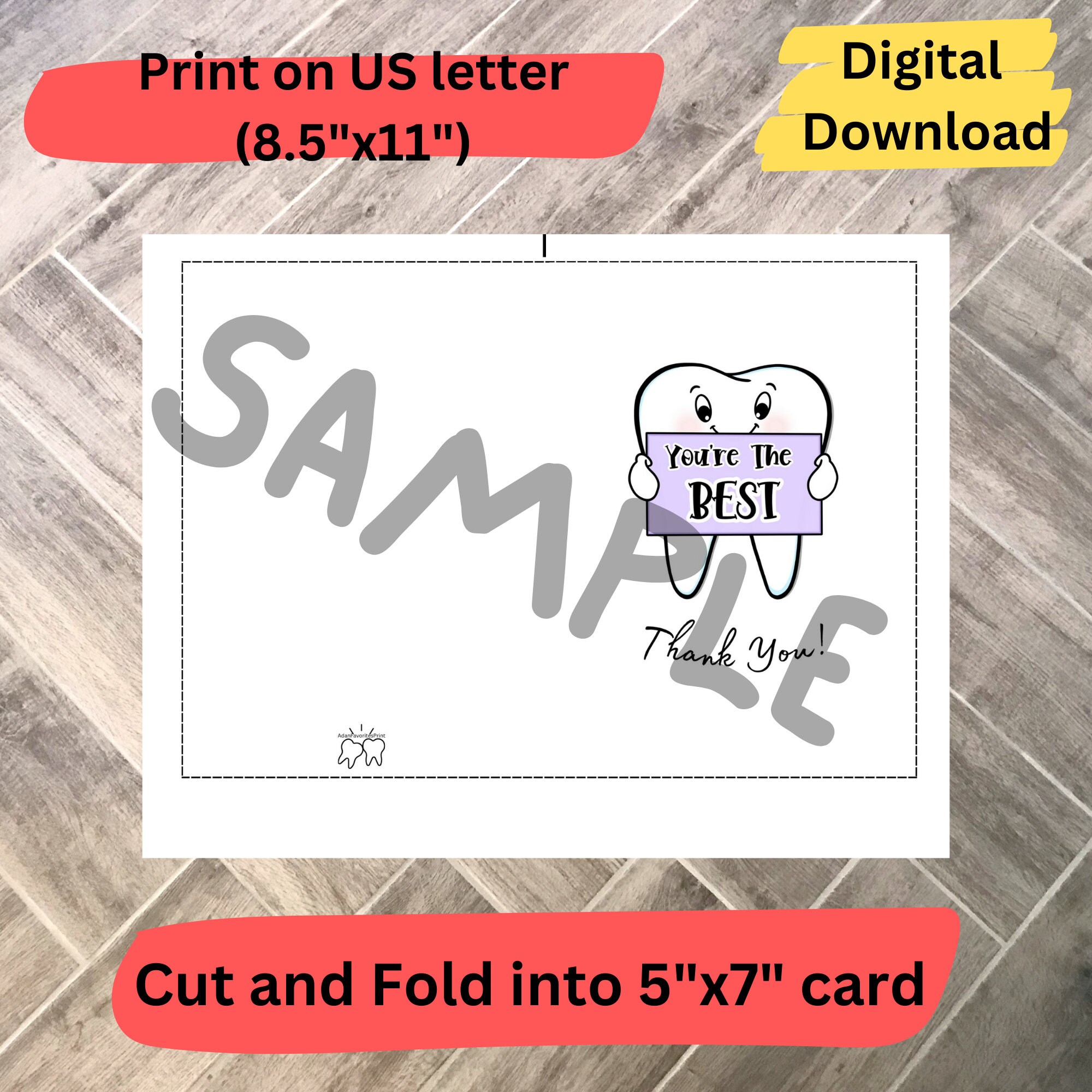 You're the Best, Thank You Dentist Card, Tooth Greeting Card, Cute ...