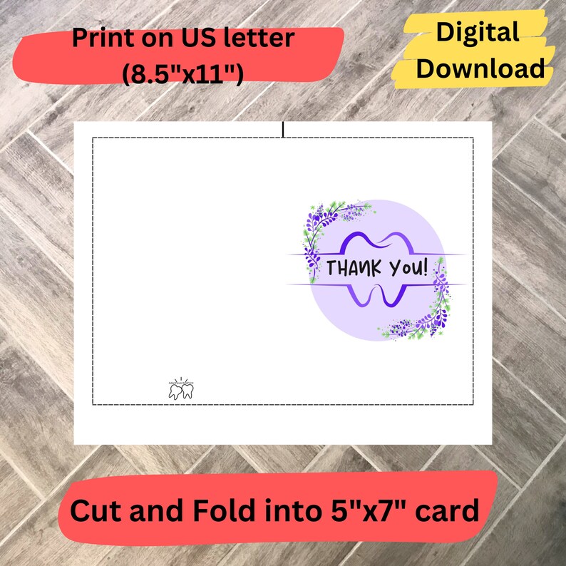 Purple Floral Thank You Card for Dental Office Appreciation - Etsy