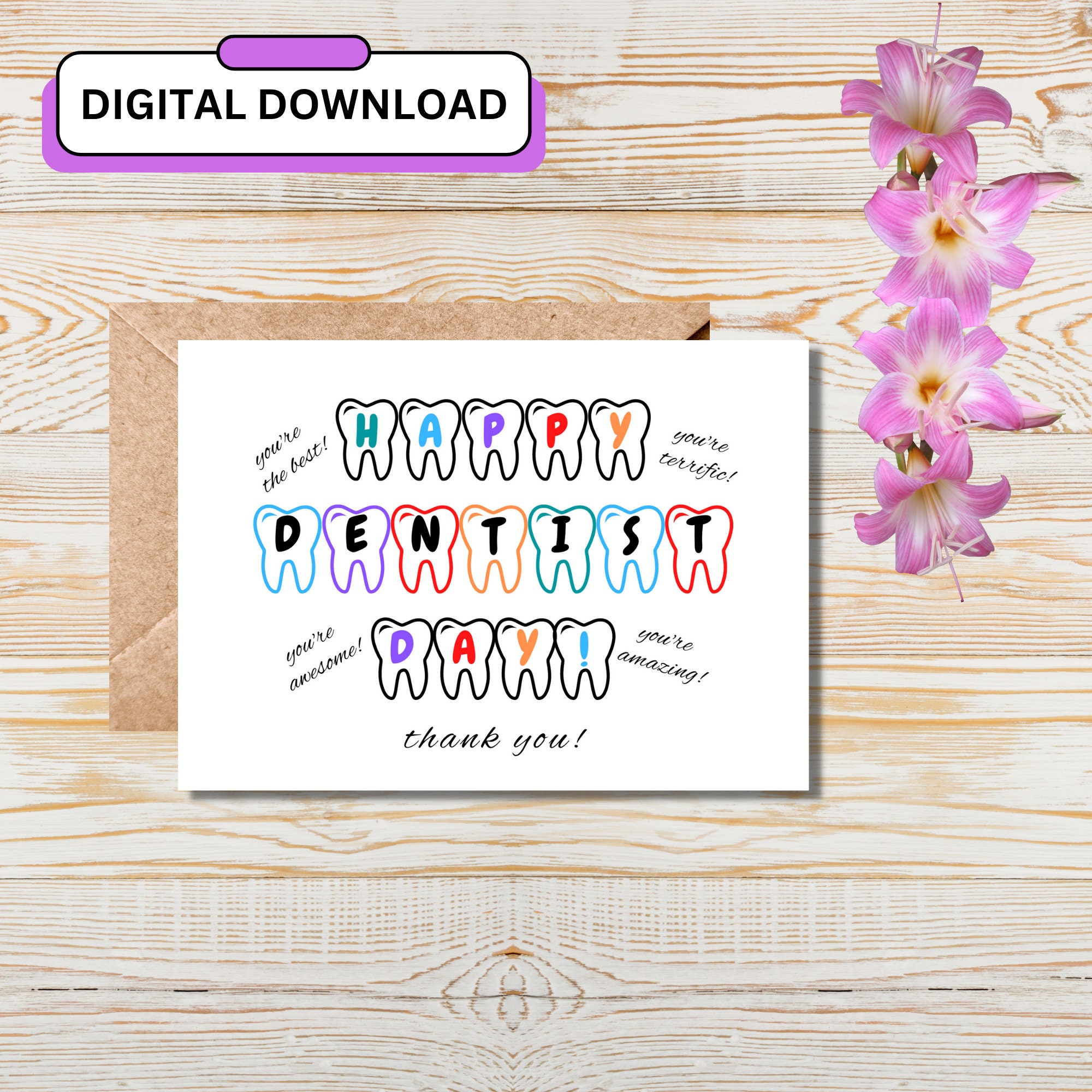 Happy National Dentist Day Colorful Greeting Card, Tooth Humor, Present ...
