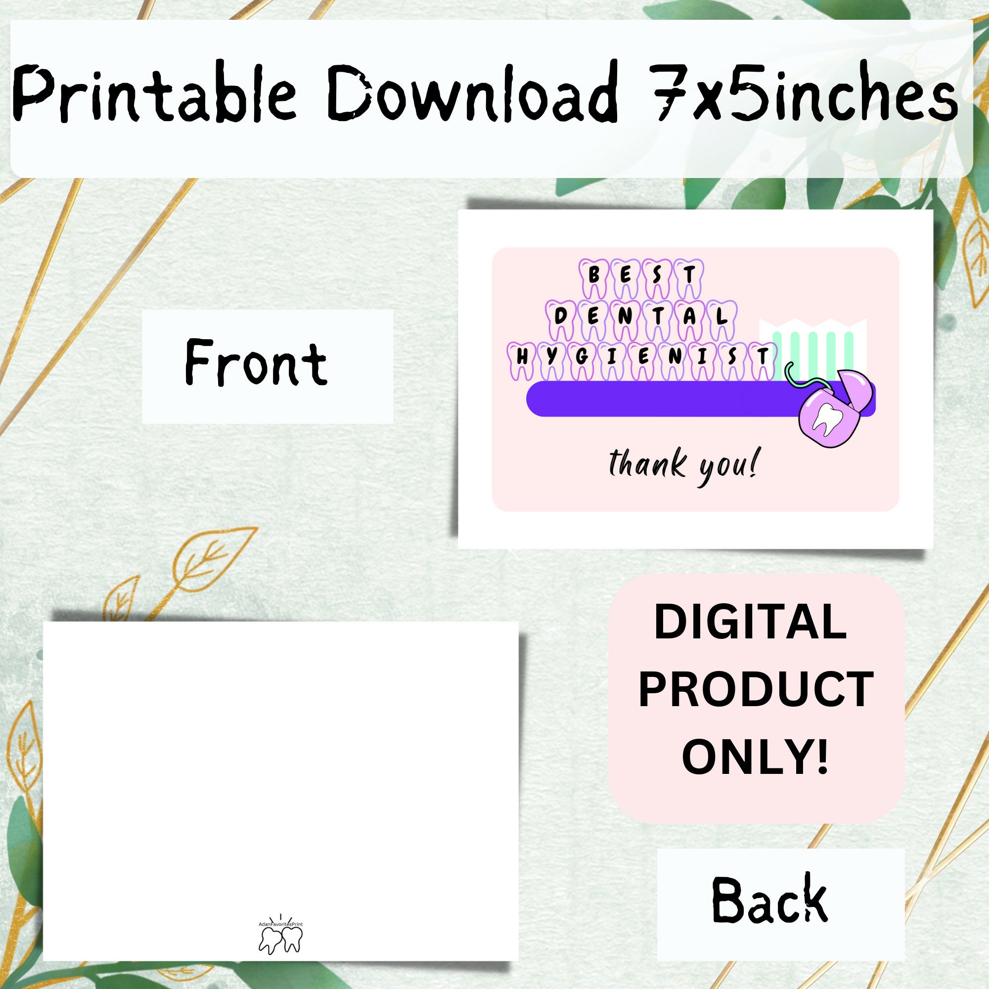 Printable Appreciation Card, Dental Hygienist Week, Thank You Card for ...