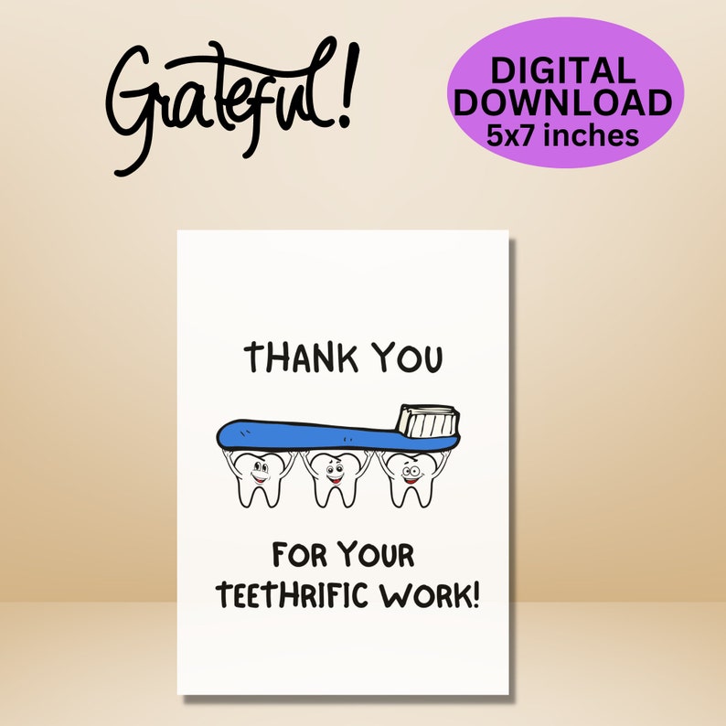 Thank You Card for Your Teethrific Work, Dental Staff Appreciation Card ...