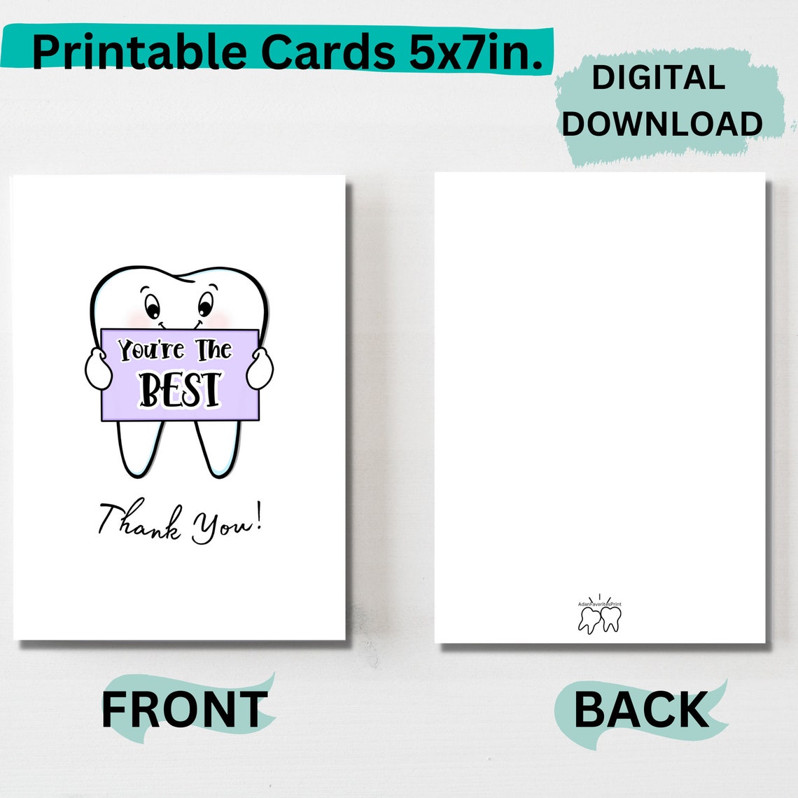 You're the Best, Thank You Dentist Card, Tooth Greeting Card, Cute ...