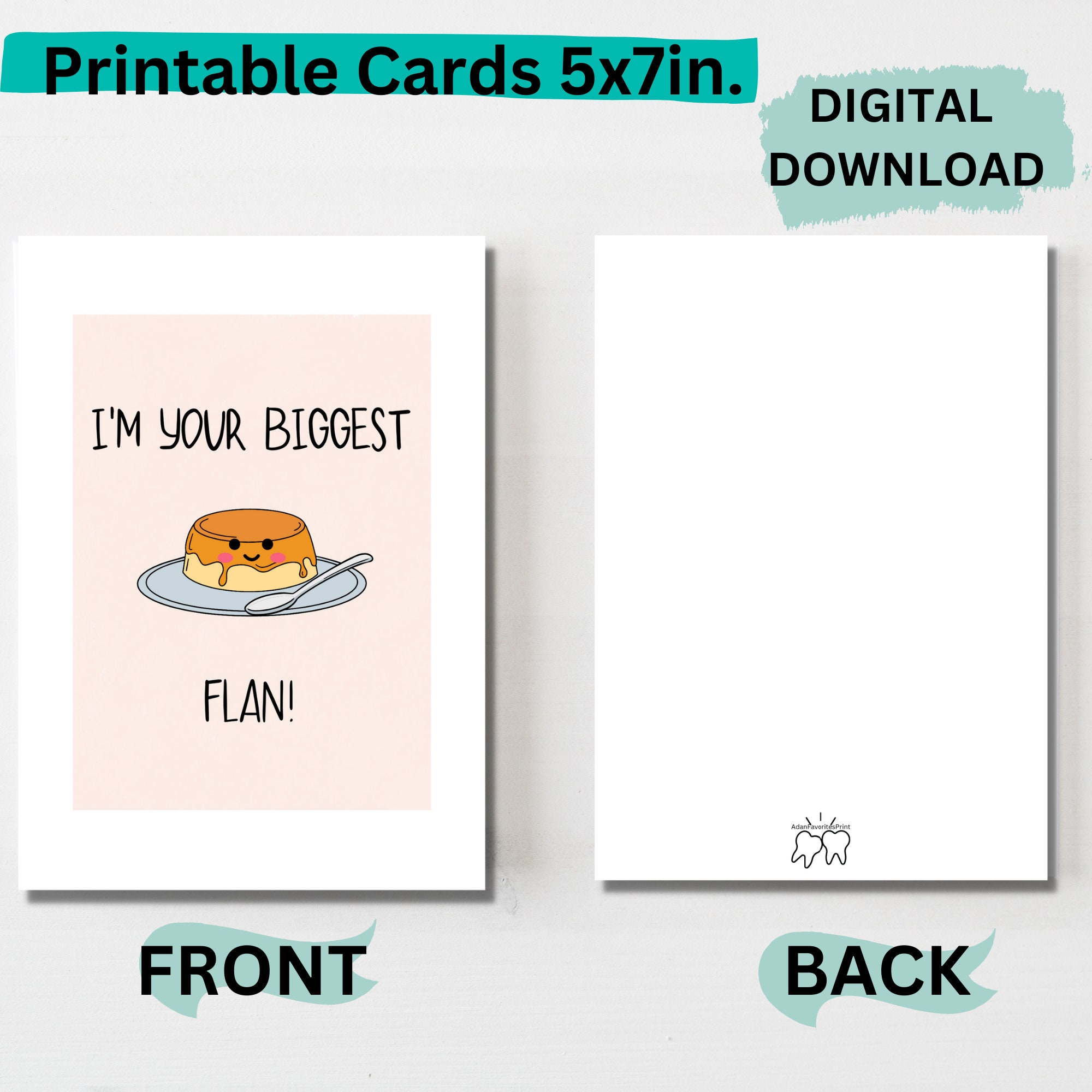 I'm Your Biggest Fan! Dessert Flan Pun Greeting Cards, Gift for Her ...