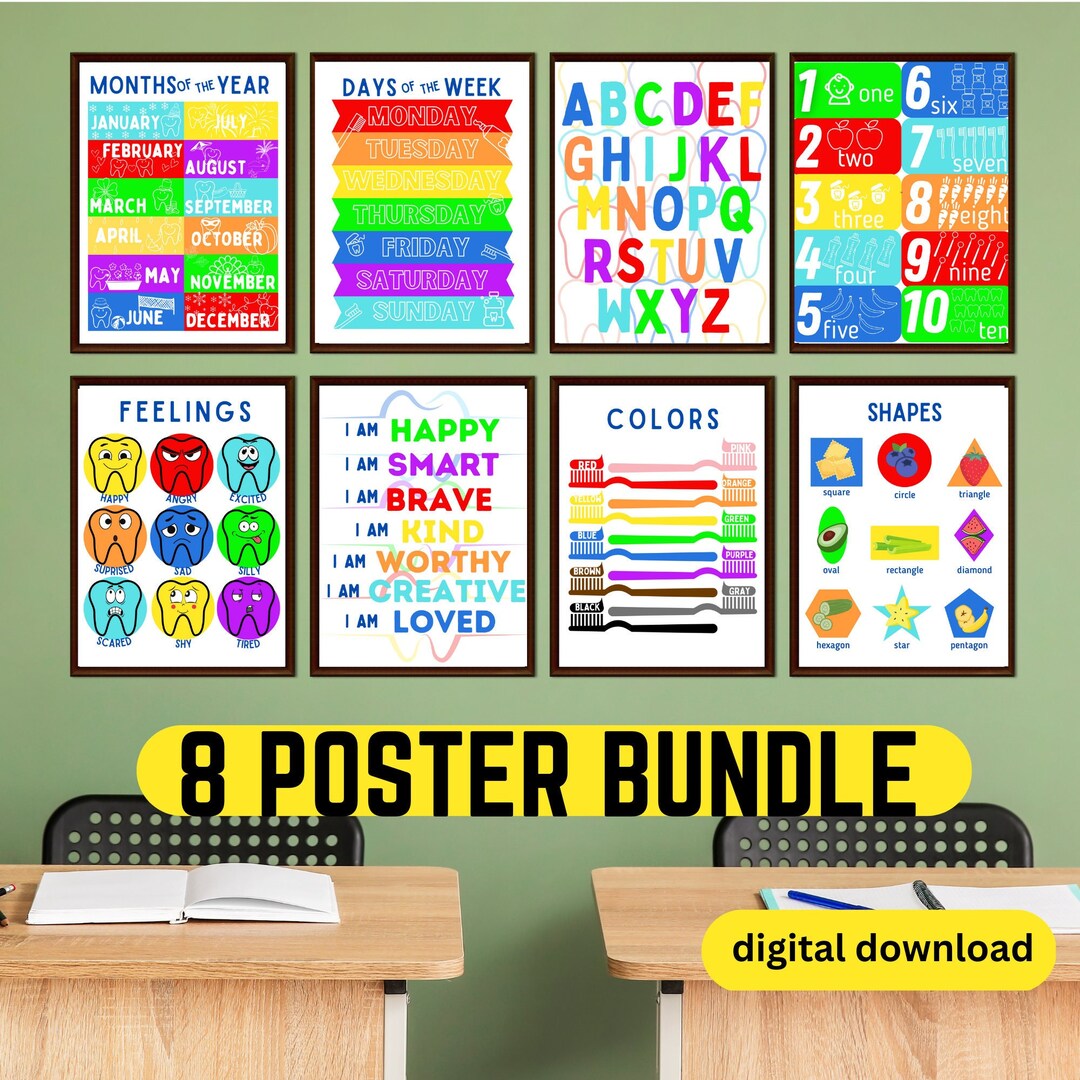 Dental Themed Kids Educational Poster Prints Homeschool Prints ...