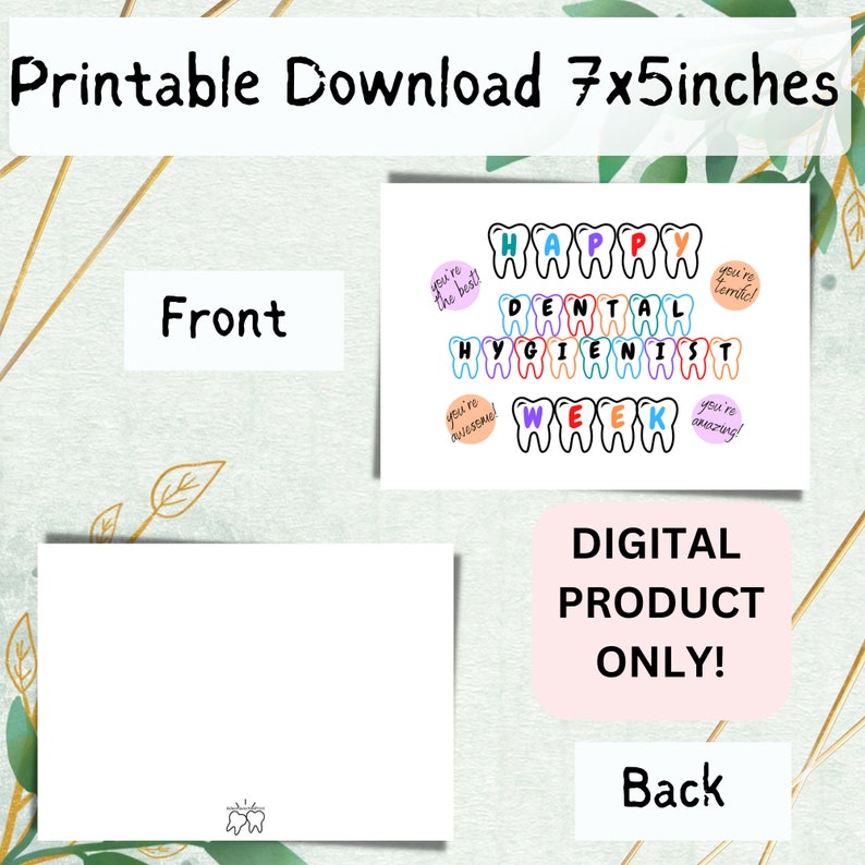 Printable Dental Hygienist Greeting Card, Appreciation Card for ...