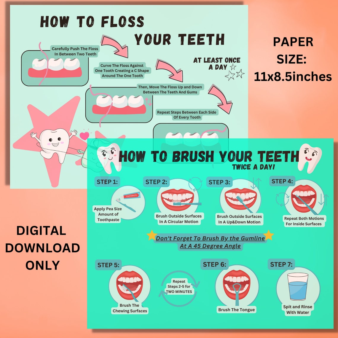 I Brush My Teeth Dental Guide, How to Floss, How to Brush, Dental ...