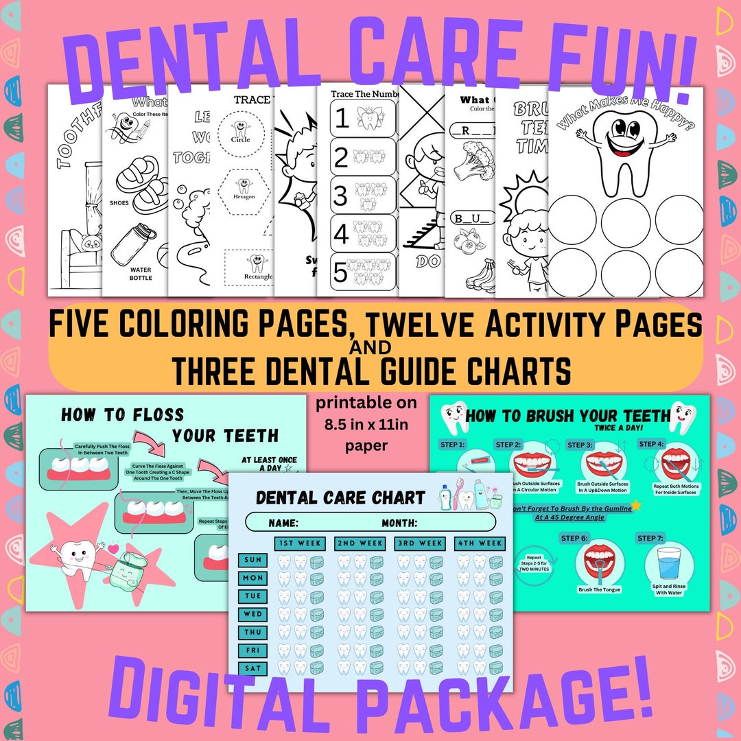 Children's Dental Education Coloring Worksheets and Brushing Routine ...