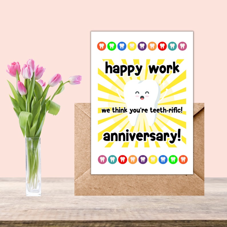 Happy Work Anniversary, You're Teethrific, Dental Tooth Card, Dentist ...