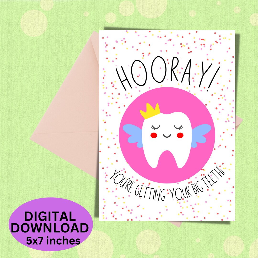 Hooray! You're Getting Your Big Teeth, Greeting Card for Kids, Losing A ...