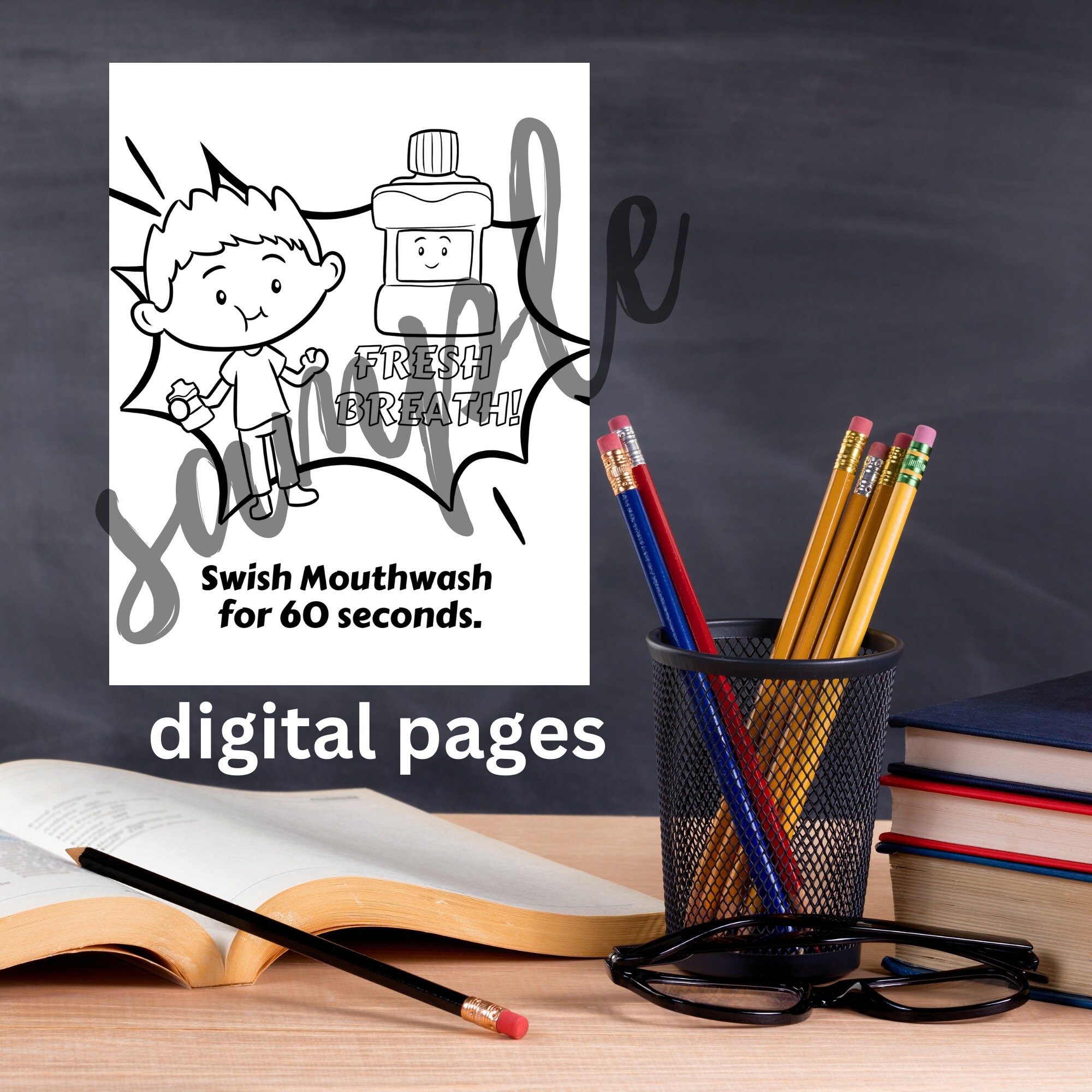 Set of 5 Kids Dental Hygiene Coloring Sheets, Printable Dental Coloring ...