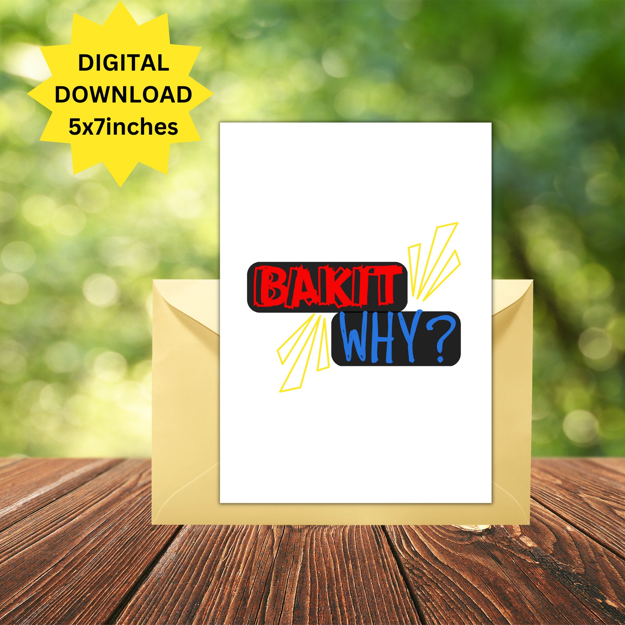 Bakit Why Blank Note Card, Filipino Puns, Tagalog Sayings, Greeting ...