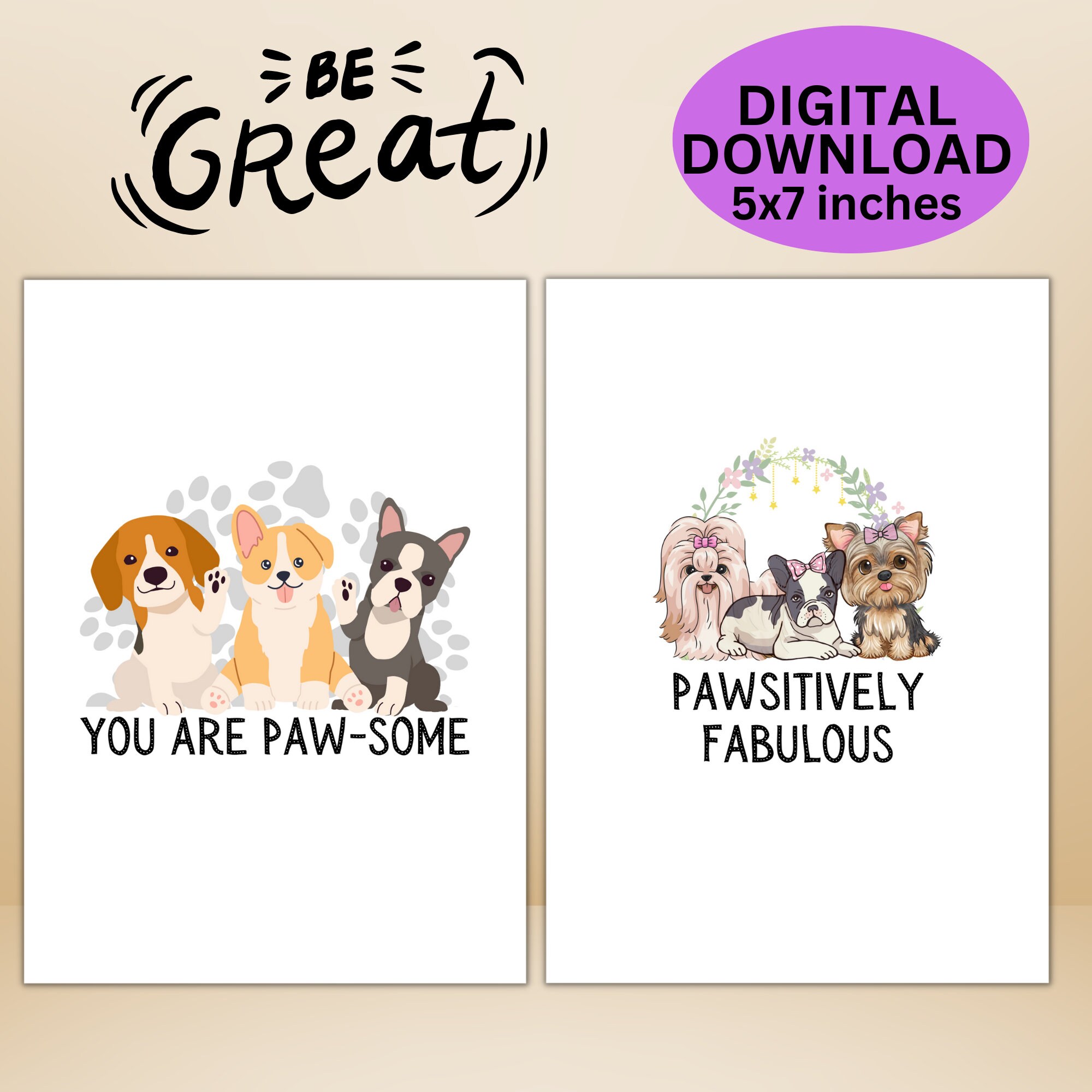 Cute Dog Puns Six Set Bundle of Note Greetings Cards Use for Any ...