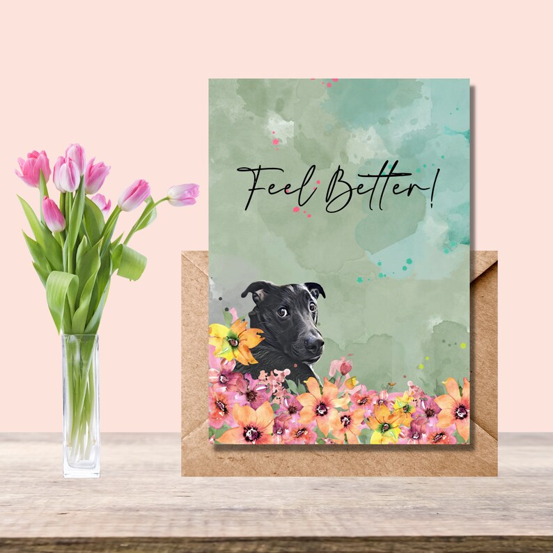 Printable Get Well Soon Card, Greeting Card for Feeling Better, Dog ...