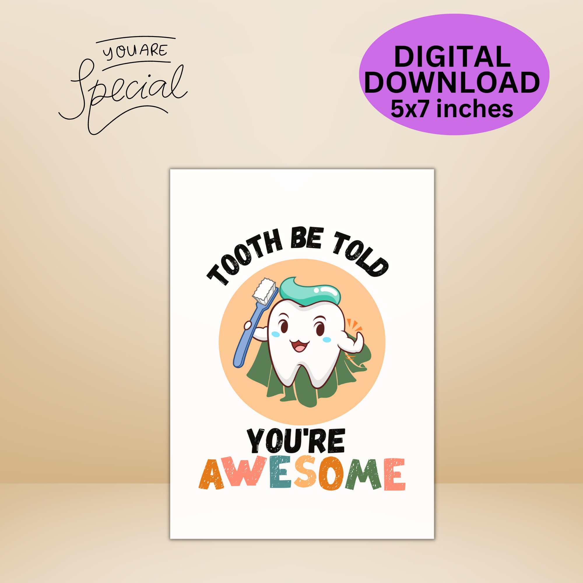 Tooth Be Told, You're Awesome Dental Pun Greeting Card, Best Dentist ...