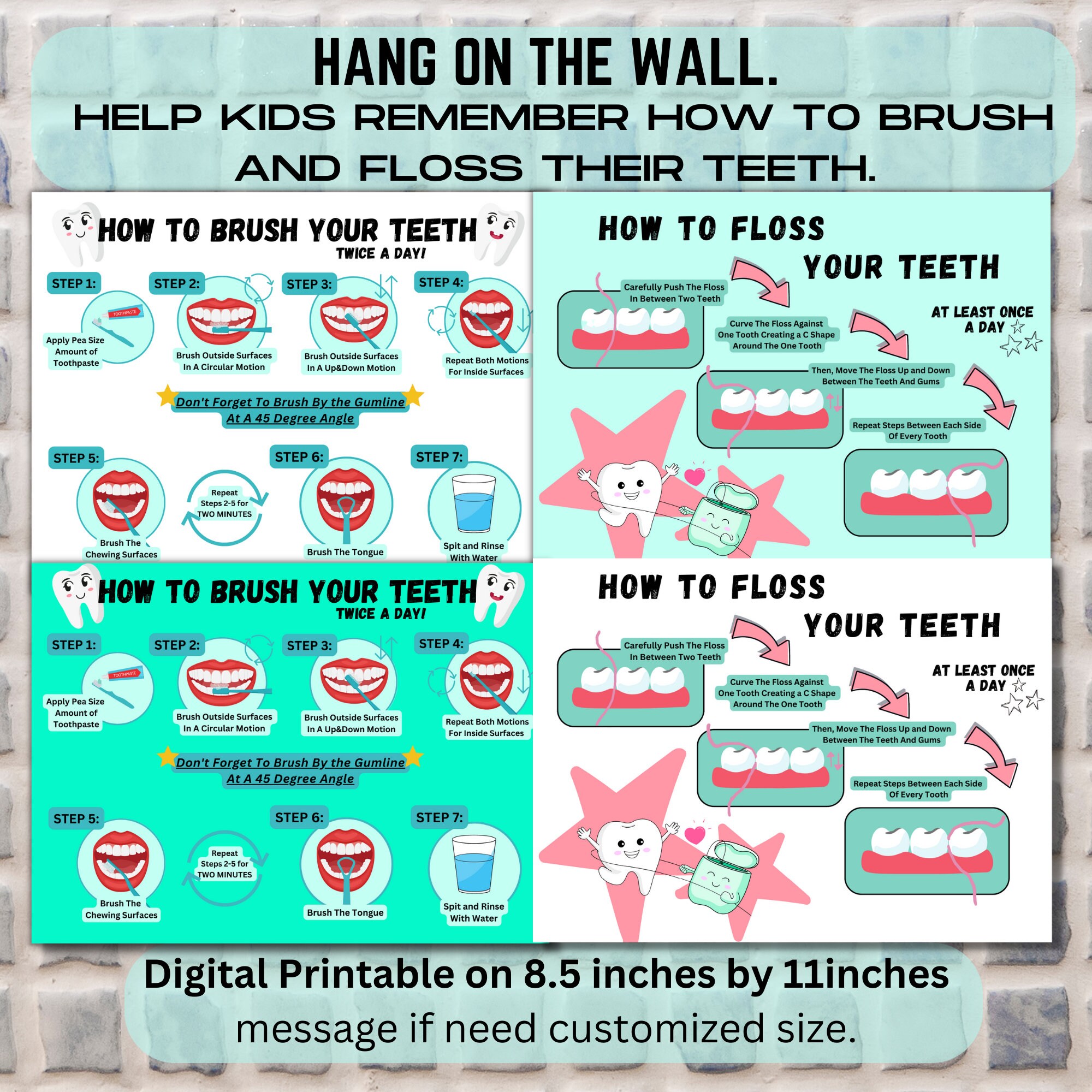 I Brush My Teeth Dental Guide, How to Floss, How to Brush, Dental ...