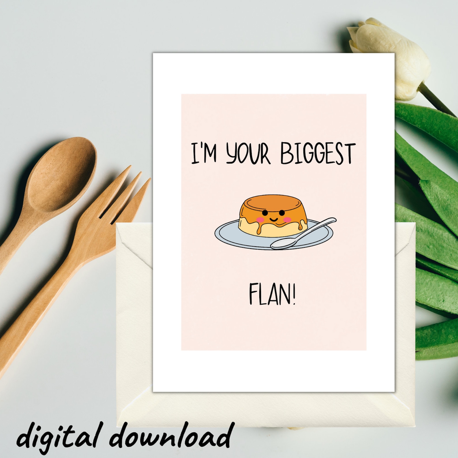 I'm Your Biggest Fan! Dessert Flan Pun Greeting Cards, Gift for Her ...