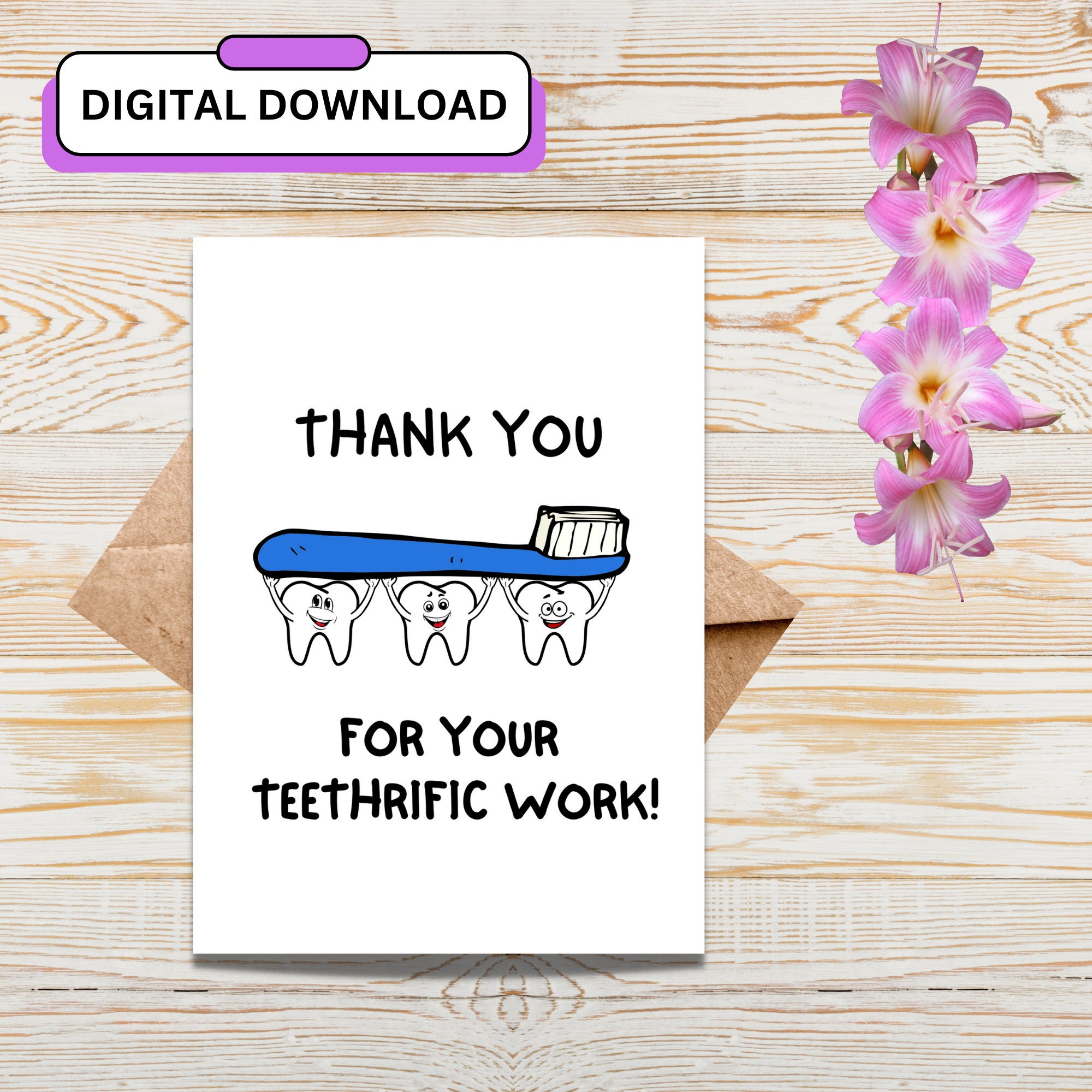 Thank You Card for Your Teethrific Work, Dental Staff Appreciation Card ...