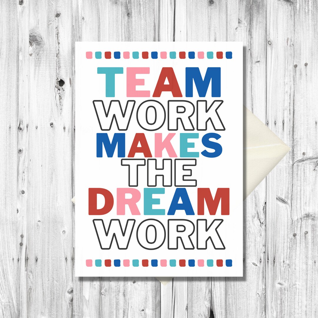 Team Work Makes the Dream Work Greeting Card, Employee Appreciation ...