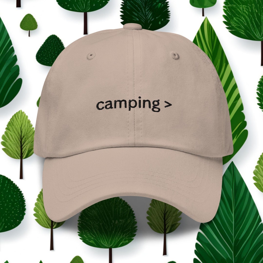 Embroidered "camping >" Baseball Hat, Nature Lover Hat, Outdoorsy Gift ...