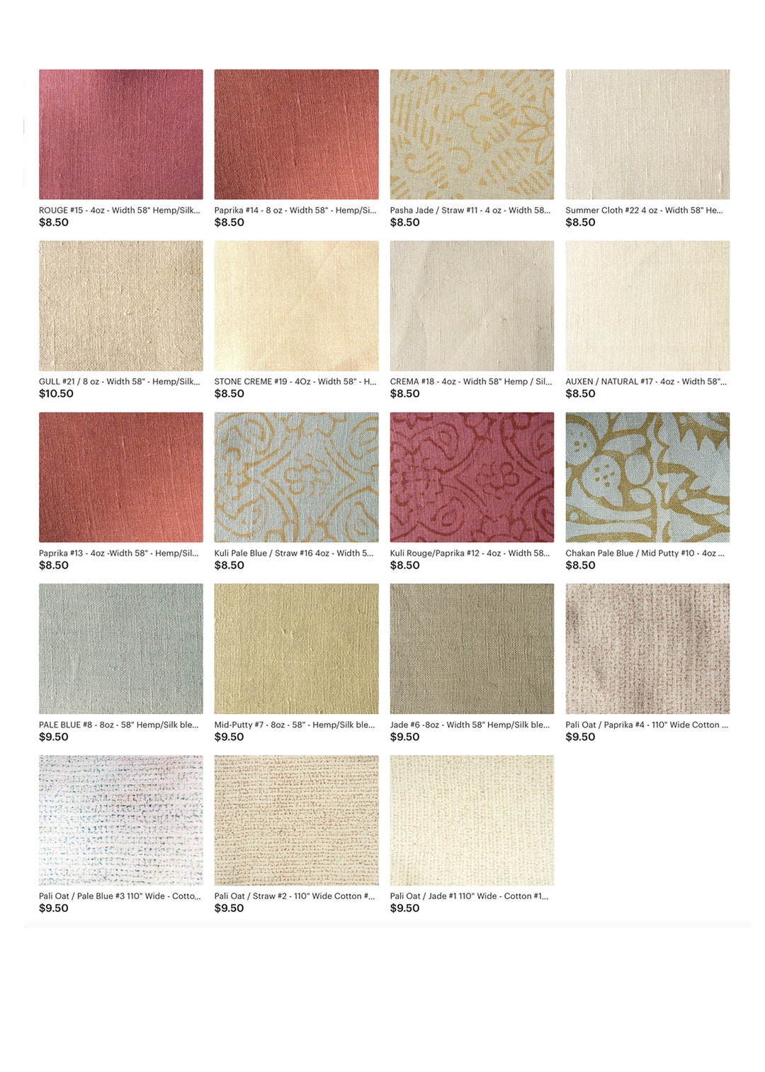 Hemp / Silk Prints Sample 4oz 9"x12" Hemp Silk Threads Fabric - Etsy