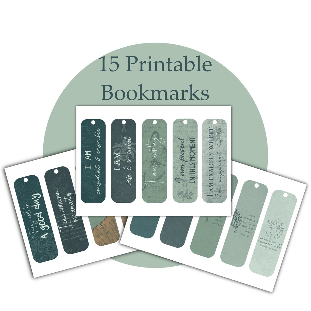 15 Printable Bookmarks / Anxiety Affirmations / Mindfulness / Mental ...