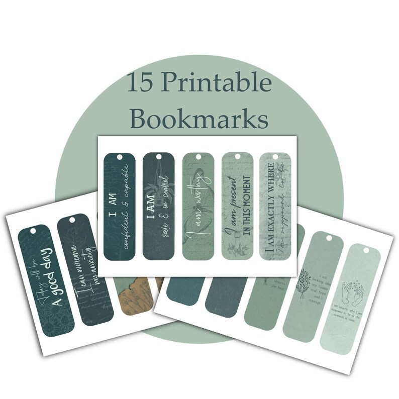 15 Printable Bookmarks / Anxiety Affirmations / Mindfulness / Mental ...