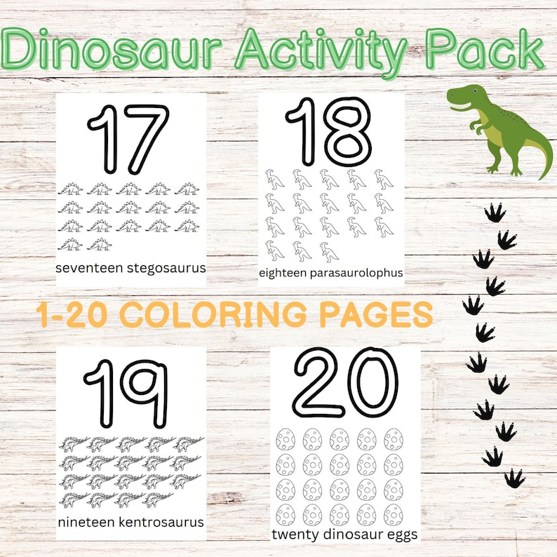 Dinosaur Activity Pack, Dino, A-Z, ABC, 1-20, Alphabet, Literacy ...