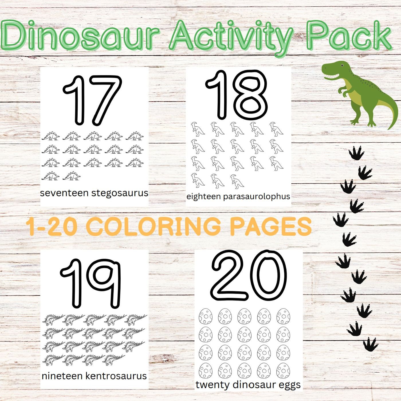 Dinosaur Activity Pack, Dino, A-Z, ABC, 1-20, Alphabet, Literacy ...