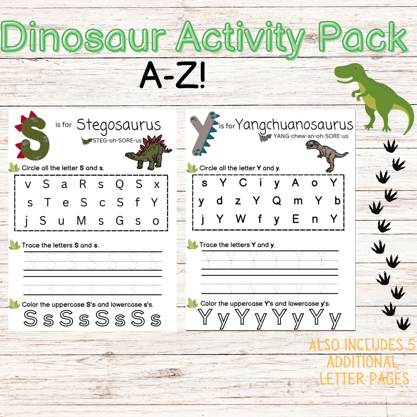 Dinosaur Activity Pack, Dino, A-Z, ABC, 1-20, Alphabet, Literacy ...