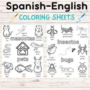 Bilingual Spanish English Coloring Pages Kids, Preschool, Kindergarten ...