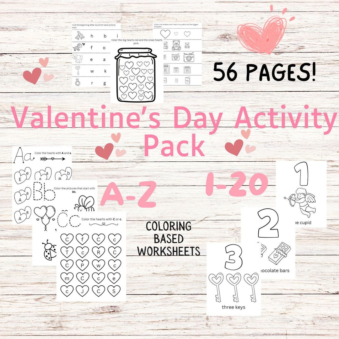 Valentine's Day Bundle Coloring Activities! A-Z, 1-20, Assorted ...