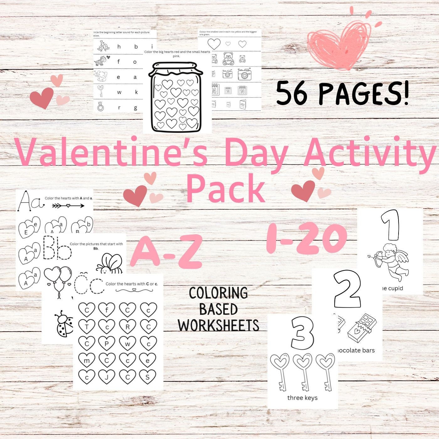 Valentine's Day Bundle Coloring Activities! A-Z, 1-20, Assorted ...