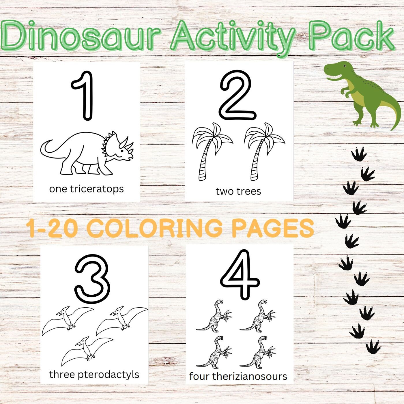 Dinosaur Activity Pack, Dino, A-Z, ABC, 1-20, Alphabet, Literacy ...