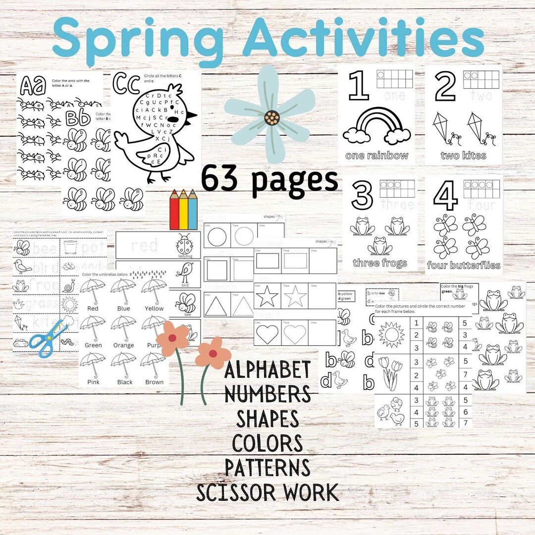 Spring Coloring Activities, Preschool, Kindergarten, Homeschool, Shapes ...
