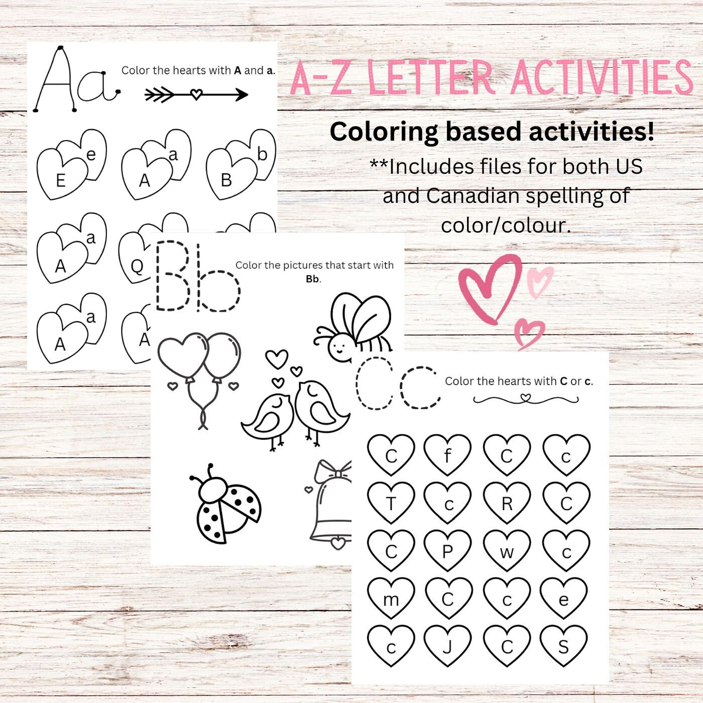 Valentine's Day Bundle Coloring Activities A-Z, 1-20, Assorted Literacy ...