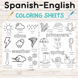 Bilingual Spanish English Coloring Pages Kids, Preschool, Kindergarten ...
