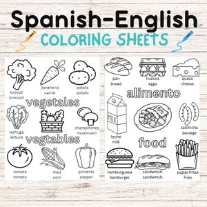 Bilingual Spanish English Coloring Pages Kids, Preschool, Kindergarten ...