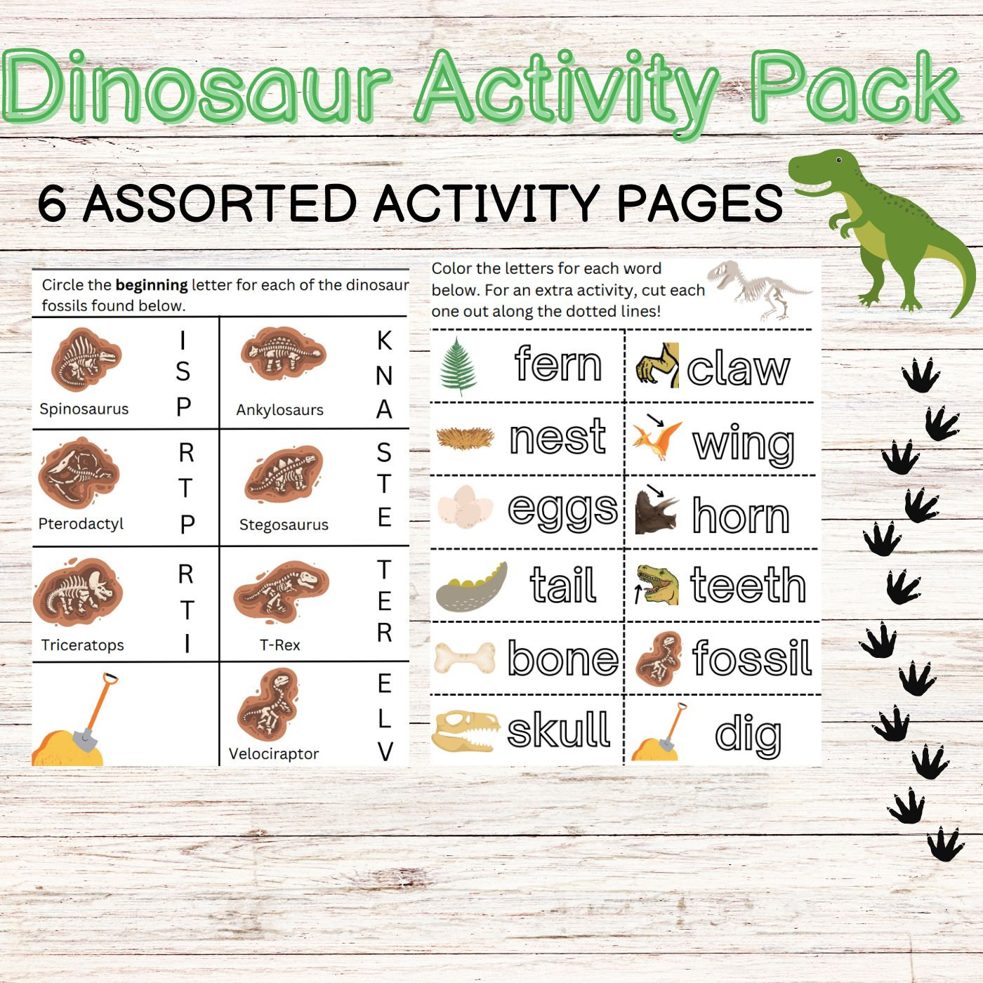 Dinosaur Activity Pack, Dino, A-Z, ABC, 1-20, Alphabet, Literacy ...