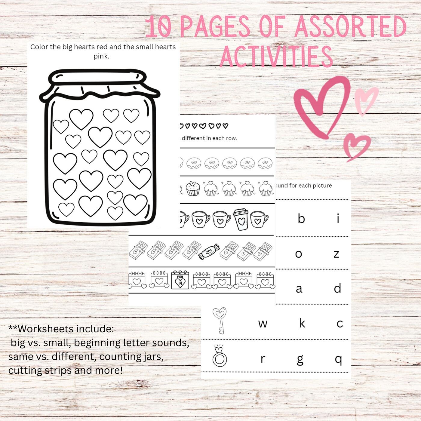 Valentine's Day Bundle Coloring Activities A-Z, 1-20, Assorted Literacy ...