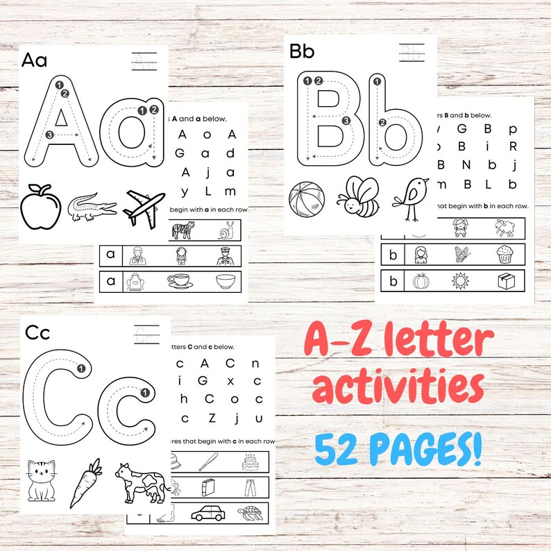 ABC, A-Z Learning Letter Alphabet Activities, Literacy, Preschool ...
