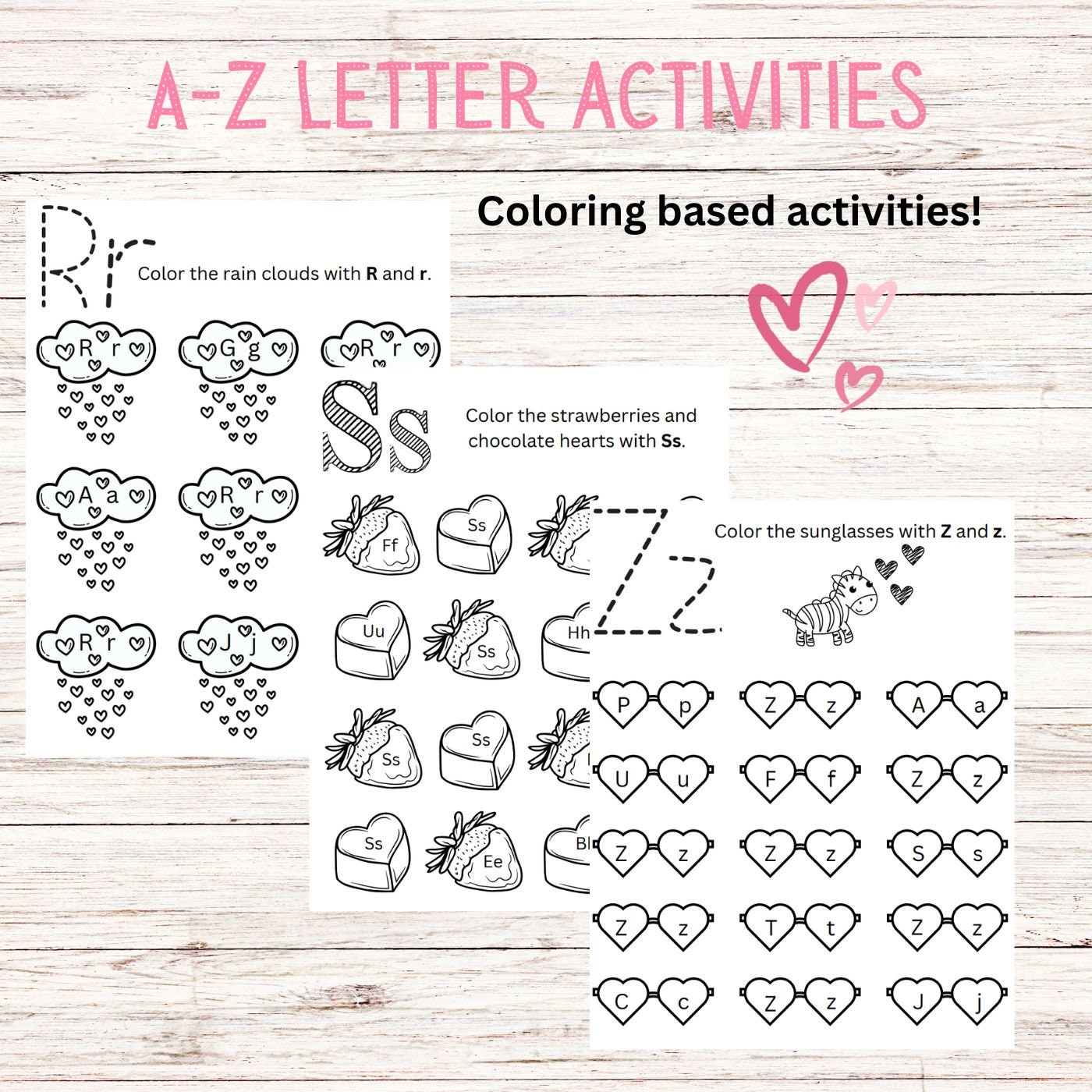 Valentine's Day Bundle Coloring Activities A-Z, 1-20, Assorted Literacy ...