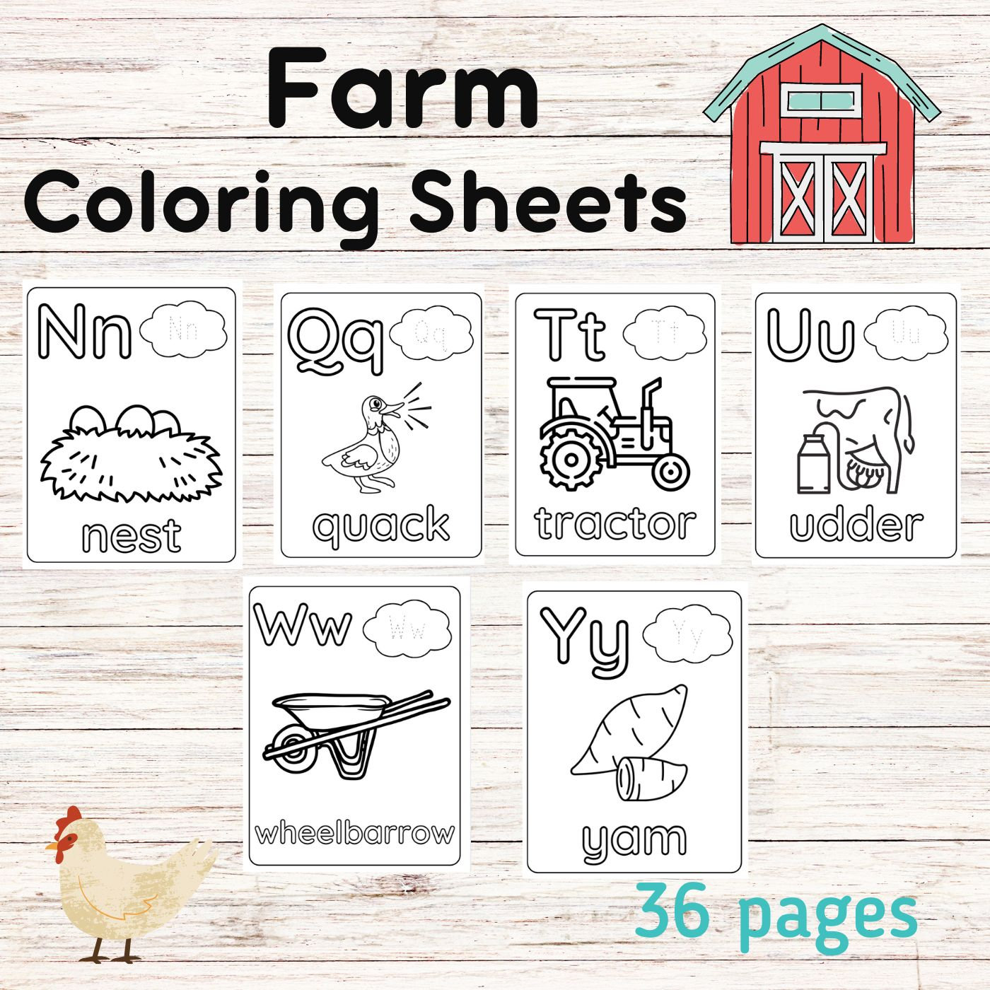Farm Themed Coloring Sheets, A-Z, 1-10, Preschool, Kindergarten ...
