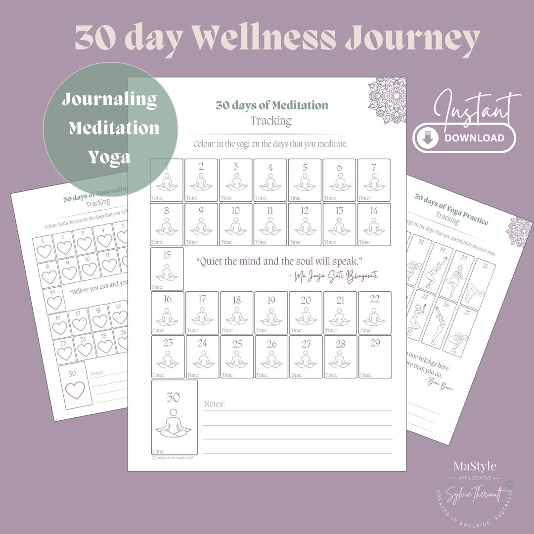 Printable 30-day Challenge Wellness Tracker, Journaling Habit Tracker ...
