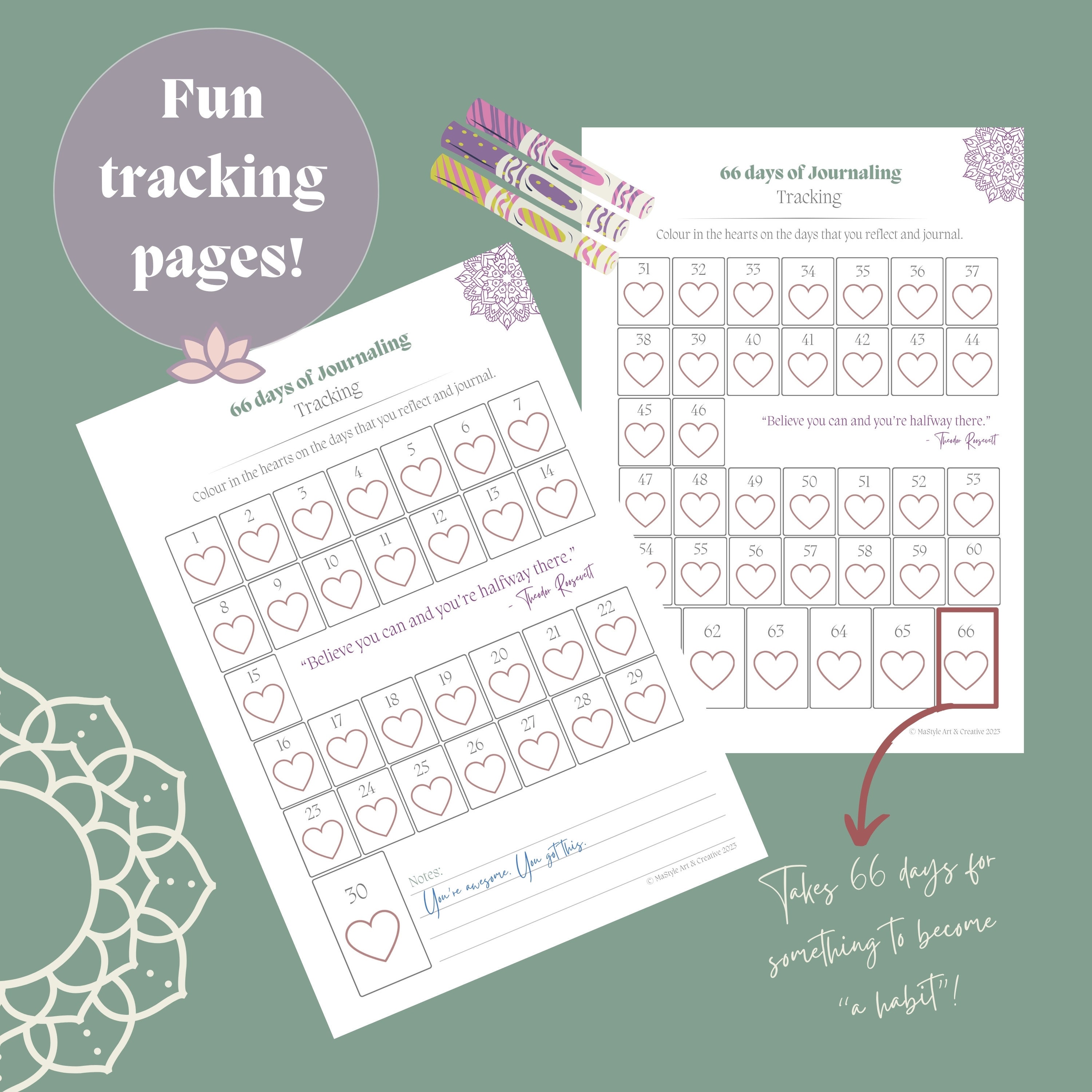 Fun Daily Journaling Tracker, Instant Digital Download, Habit ...