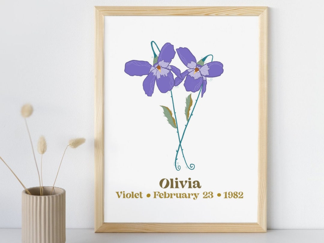 Birth Flower Art, Custom Wall Print, Birth Month Flowers, Unique Gift ...