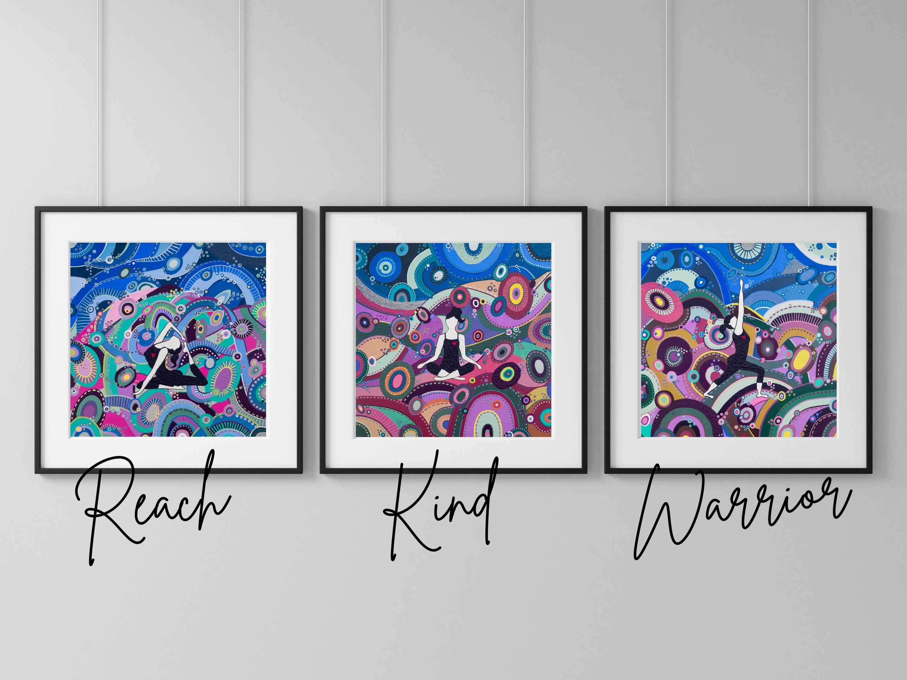 Yoga Inspired Art Prints, Artwork for Studio, Colourful Artistic Print ...