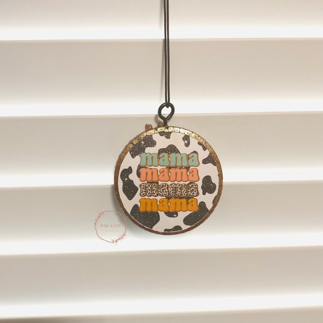 Cow Print Mama 3” Round Car Freshie, Mama Car Freshie, Round Car ...