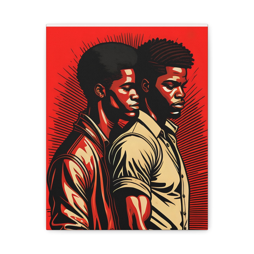 Power Of Two Black Gay Canvas Male Couple Lgbtqia Queer Print Dorm Room Decor Modern Pop Art