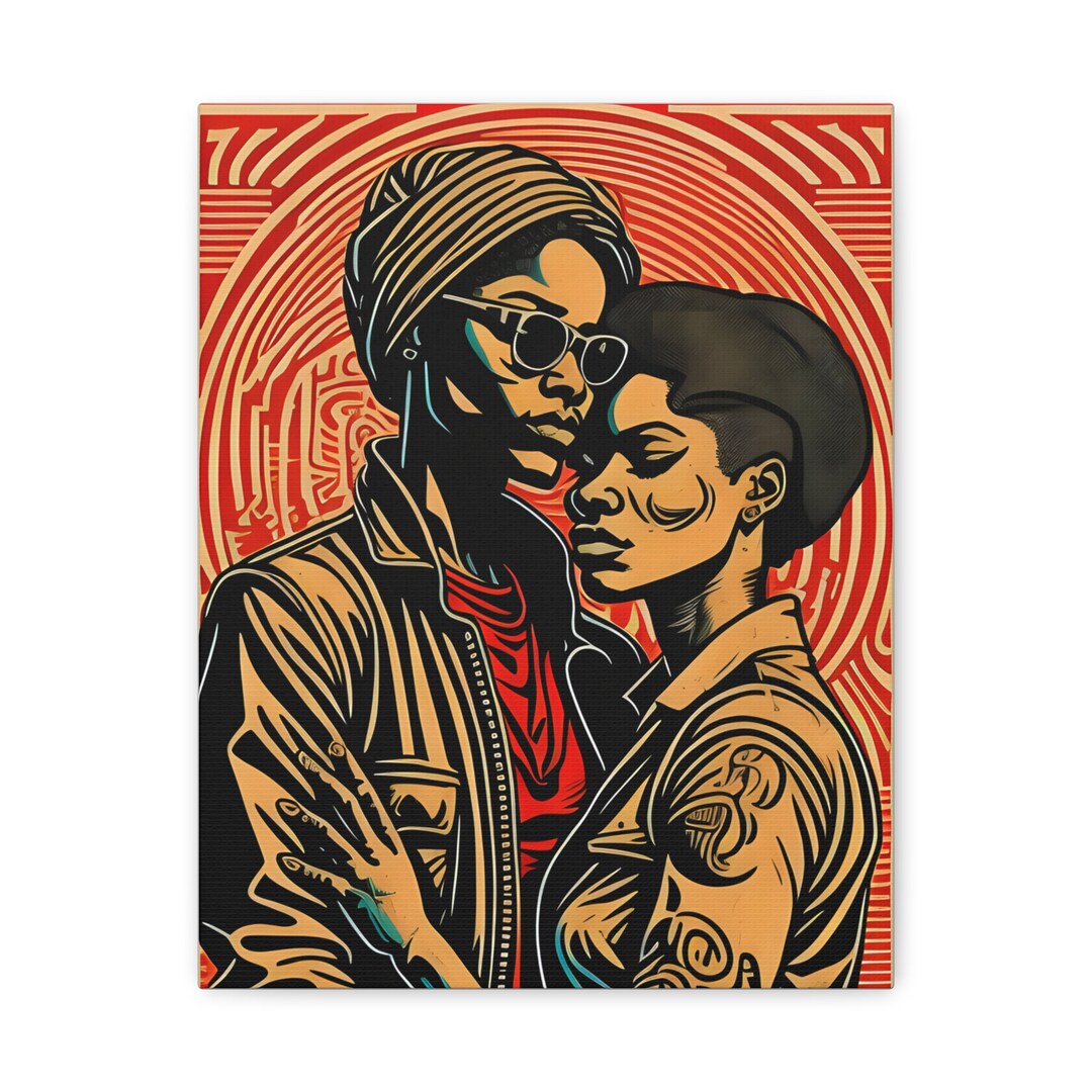 Power of Two Black Nonbinary Genderqueer Canvas Couple LGBTQIA Queer ...